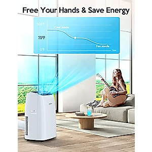 VAGKRI Portable Air Conditioners 14000 BTU ASHRAE (10200 BTU DOE/SACC), 3-in-1 AC Unit with Fan & Dehumidifier Cools up to 700 sq. ft, Smart/Sleep Mode 3 Fan Speeds Auto Swing 24H Timer Remote Control