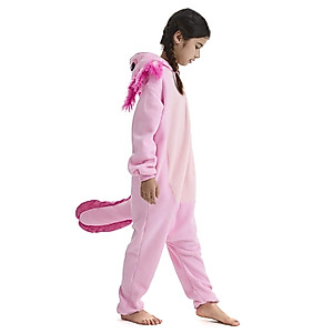 OGU' DEAL Kid's Pink Animal Onesie Costume Halloween Party Cosplay One Piece Jumpsuits Fleece Sleepwear for Girls