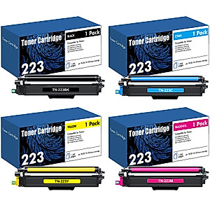 TN223 TN-223 Toner Cartridge Compatible for Brother TN 223 TN223BK/C/M/Y TN-227 TN227 for HL-L3270CDW HL-L3210CW HL-L3230CDW HL-L3230CDN MFC-L3710CW MFC-L3750CDW MFC-L3770CDW Printer (4-Pack)