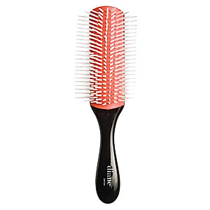 Diane Pro Nylon Pin 9 Row Styling Brush for Detangling, Separating, Shaping, and Defining Wet or Curly Hair, Heat-Resistant, Anti-Static, wBlack/Red