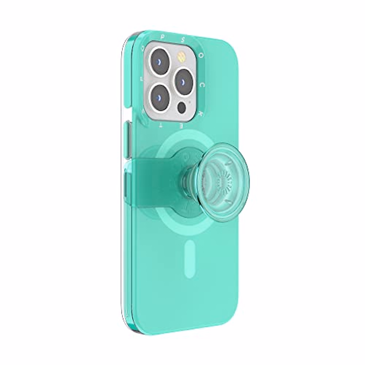 PopSockets: iPhone 13 Pro Case with Phone Grip and Slide Compatible with MagSafe, Phone Case for iPhone 13 Pro, Wireless Charging Compatible- Clear Spearmint