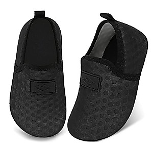 Toddler Water Socks Boy Beach Swim Aqua Shoes Toddler House Slippers Socks for Boy Girl Quick Dry Water Shoes Black Size 7-8