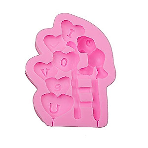 Valentines Day Bear Silicone-Molds For Baby-Shower Cake-Topper Decoration Love Bear Card Fondant Mold DIY-Baking Cookie Candy Mould-silicone
