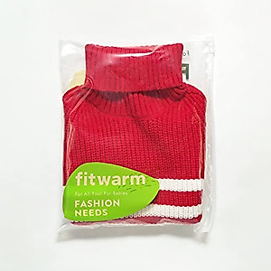 Fitwarm Dog Striped Knitted Sweater, Thermal Turtleneck Pet Coat, Dog Winter Clothes for Small Dogs Boy Girl, Cat Apparel, Red, XS