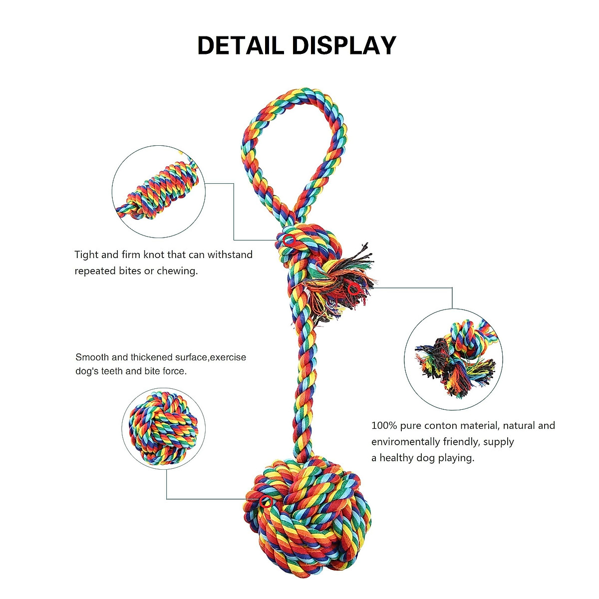 GOGOPETS Dog Chew Toys Rope - Colorful Rope Puppy Chew Toys Washable Cotton Rope Toys Set for Small Dog Puppy Pet（4 Packs/Set）