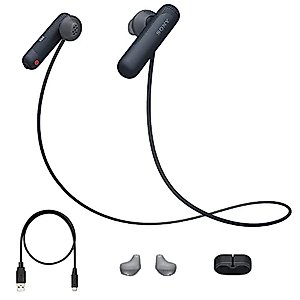 Sony Extra Bass Bluetooth Headphones, Best Wireless Sports Earbuds with Mic/Microphone, IPX4 Splashproof Stereo Comfort Gym Running Workout up to 8.5 Hour Battery, Black (International Version)