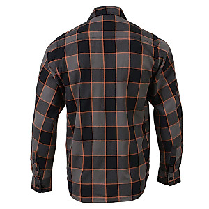 Milwaukee Leather MNG11648 Men's Grey with Brown and Orange Long Sleeve Cotton Flannel Shirt - Small