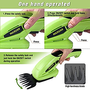 MAXUAN Grass Shear & Shrubbery Trimmer - 2 in 1 Handheld Hedge Trimmer
