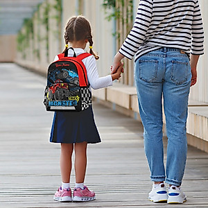 beeplus Personalized Monster Truck Backpack Kids Backpack for Boys Truck Backpack For Toddler Boys 13 Inchs