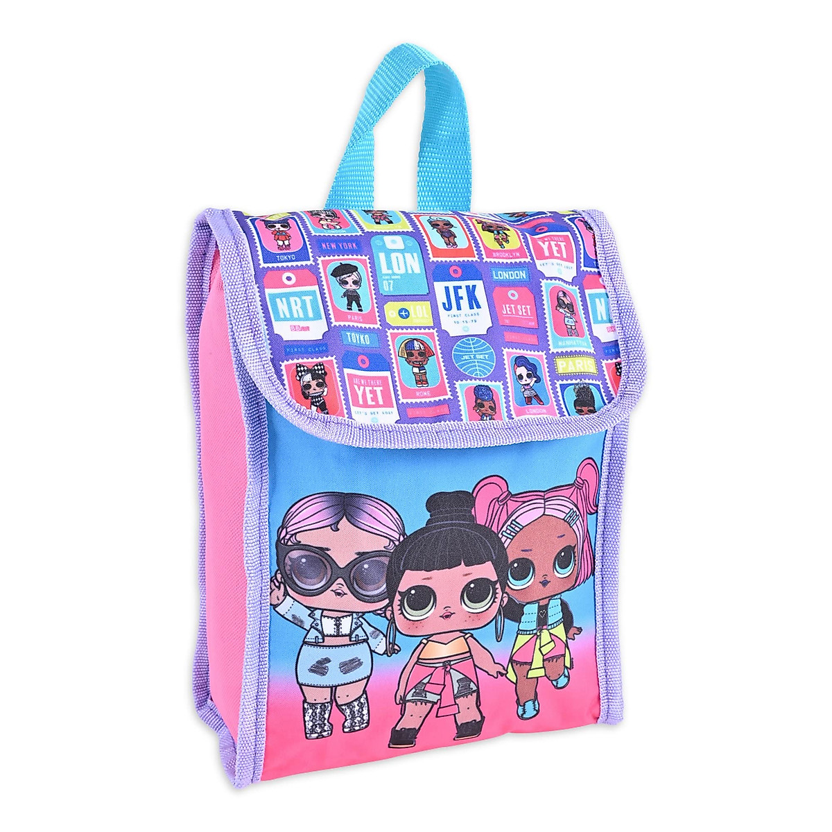 LOL Dolls Backpack and Lunch Box for Girls Bundle ~ Deluxe 16" L.O.L Backpack, Insulated Lunch Bag, and Over 300 LOL Stickers (LOL Dolls School Supplies)