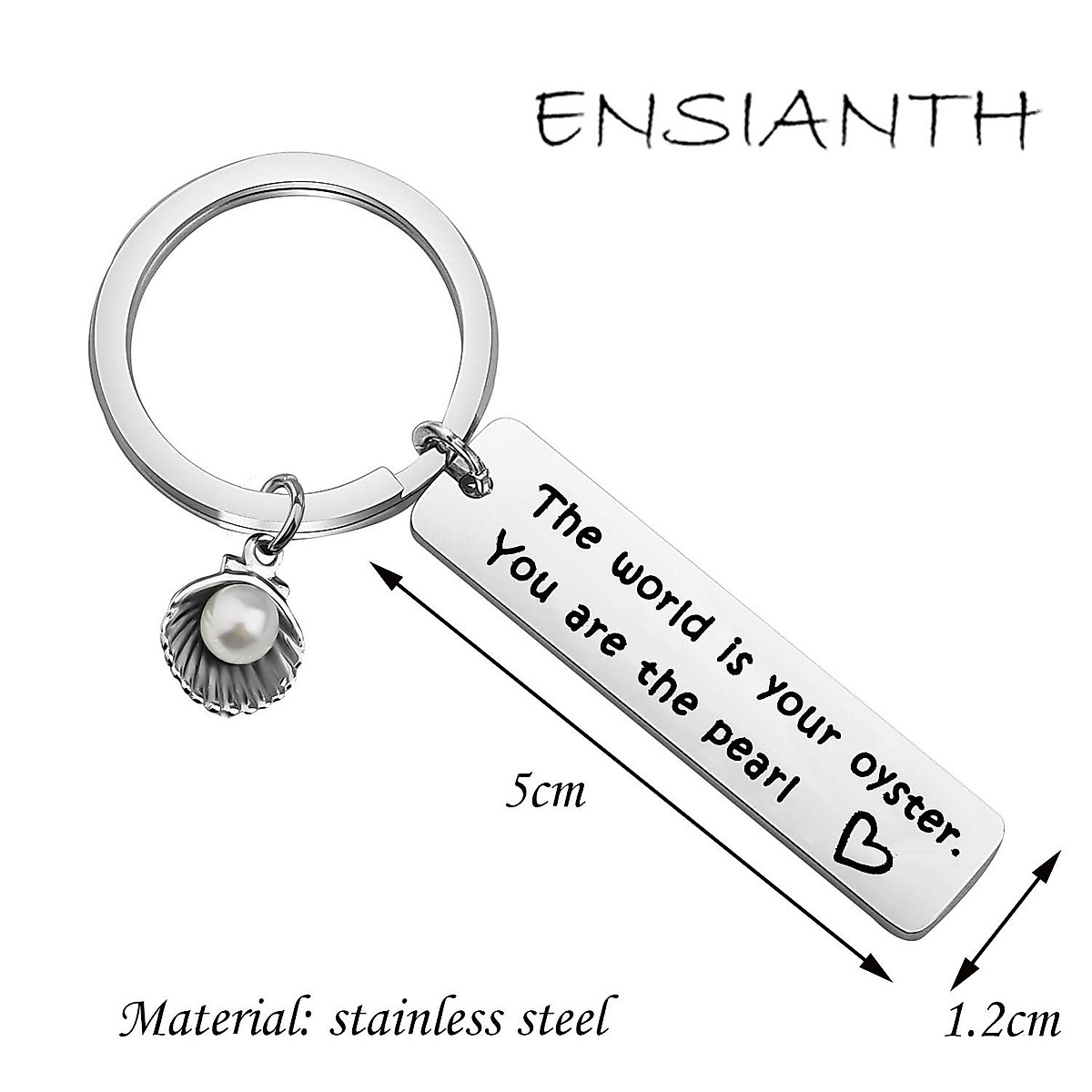 ENSIANTH Oyster Lover Keychain The world is Your Oyster,You Are The Pearl Keychain Beach Gift Pearl Gift Positive Thinker Gift (Oyster Key)