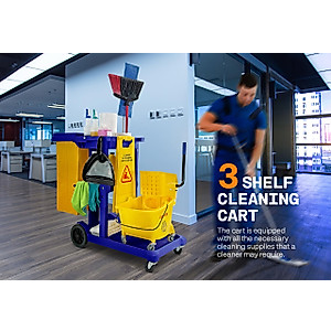 Commercial Housekeeping Janitorial cart with Vinyl Bag AF08170 Blue