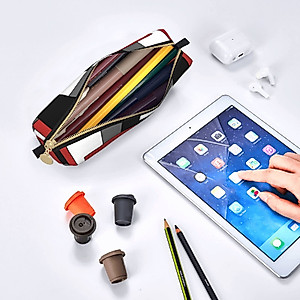 IMPCOKRU Small Pencil Bag Study Pencil Bag Key Pouch,Red Black and Gray Plaid,Stationery Storage Pencil Case for School Office Travel