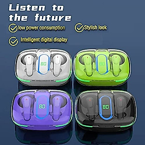 Pro 70 True Wireless Earbuds Compatible with iPhone and Android Supports Wireless Charging with LED Case Bluetooth V5.3 Earphones Water Resistant Microphone Port with Multitouch Earbuds