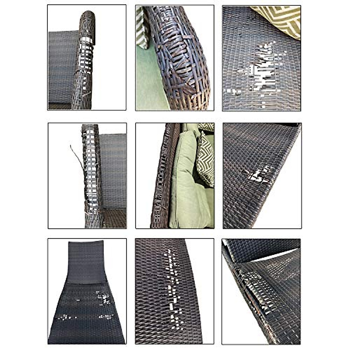 120ft Wicker Repair Supplies, Two-Tone Gradient Dark Brown with Light Brown Stripes, Plastic Rattan Material for Patio Chair Repair Flat Wicker Furniture Repair Replacement