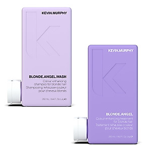KEVIN.MURPHY BLONDE.ANGEL.WASH & BLONDE.ANGEL - Purple Shampoo for Blondes - Blonde Colour Conditioner - Colour Enhancement Hair Care - Colour Safe - Paraben/Sulphate Free - 250 mL / 8.4 fl oz, 2 Pack