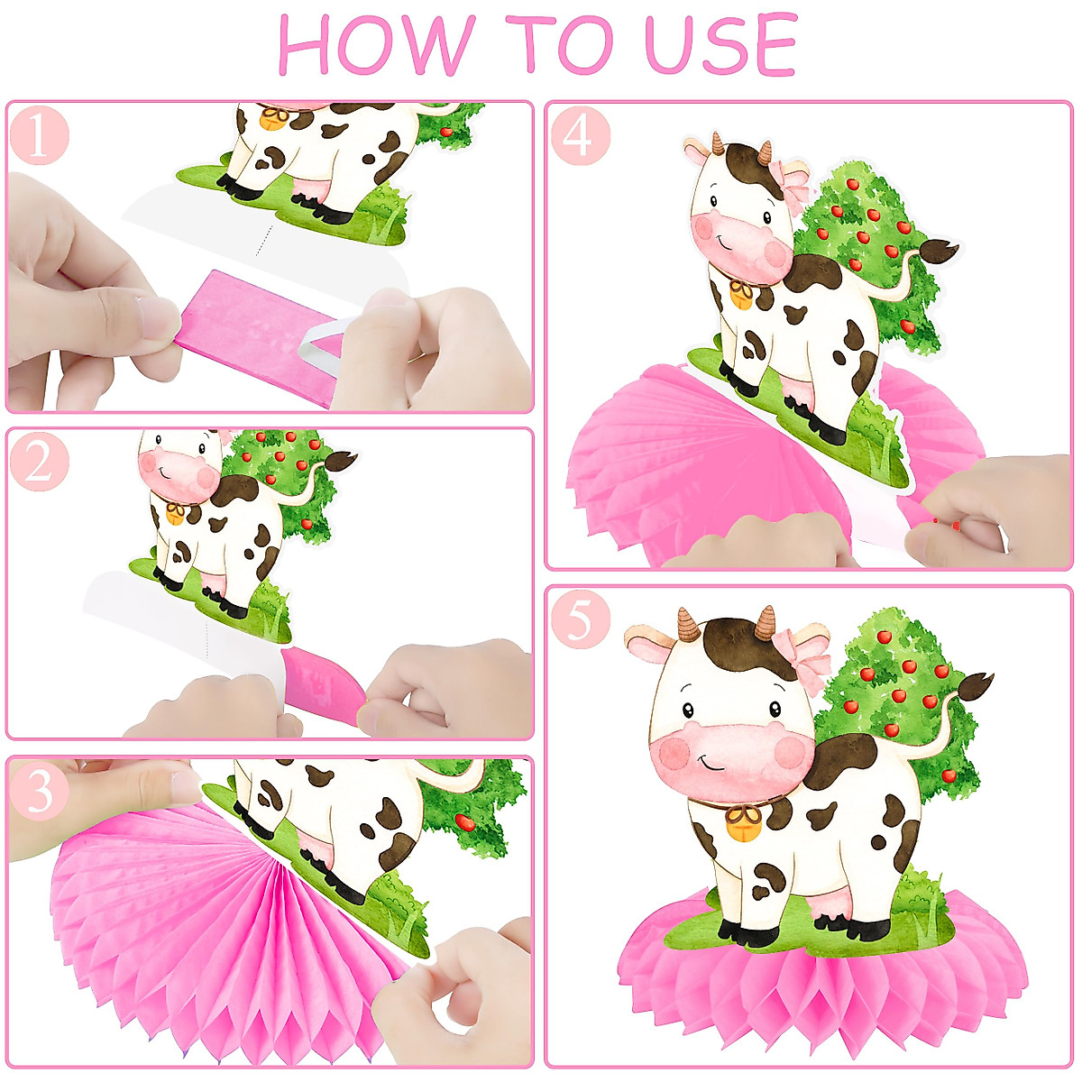 11Pcs Pink Farm Animals Honeycomb Centerpieces Farm Theme Party Table Centerpieces Barnyard Party Honeycomb Decorations Farm Birthday Party Table Decorations for Farm Theme Baby Shower Supplies