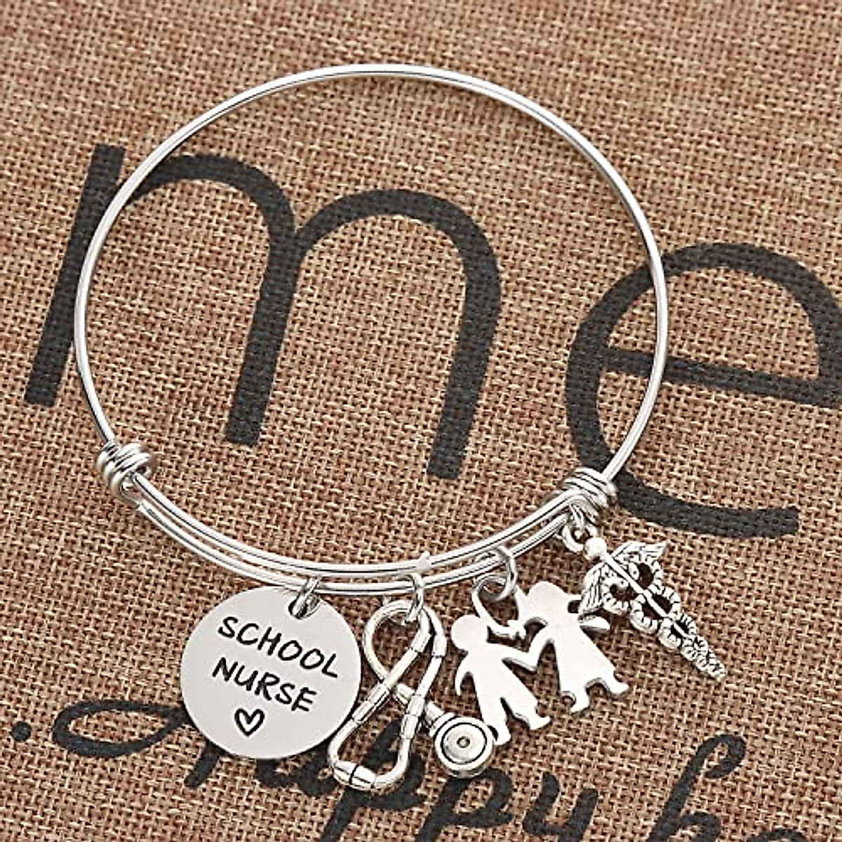 Kivosliviz School Nurse Appreciation Gifts Bracelet for Women School Nurses Week Gift Graduating Nursing Bangle Ornament Thank You Registered School Nurse Jewelry