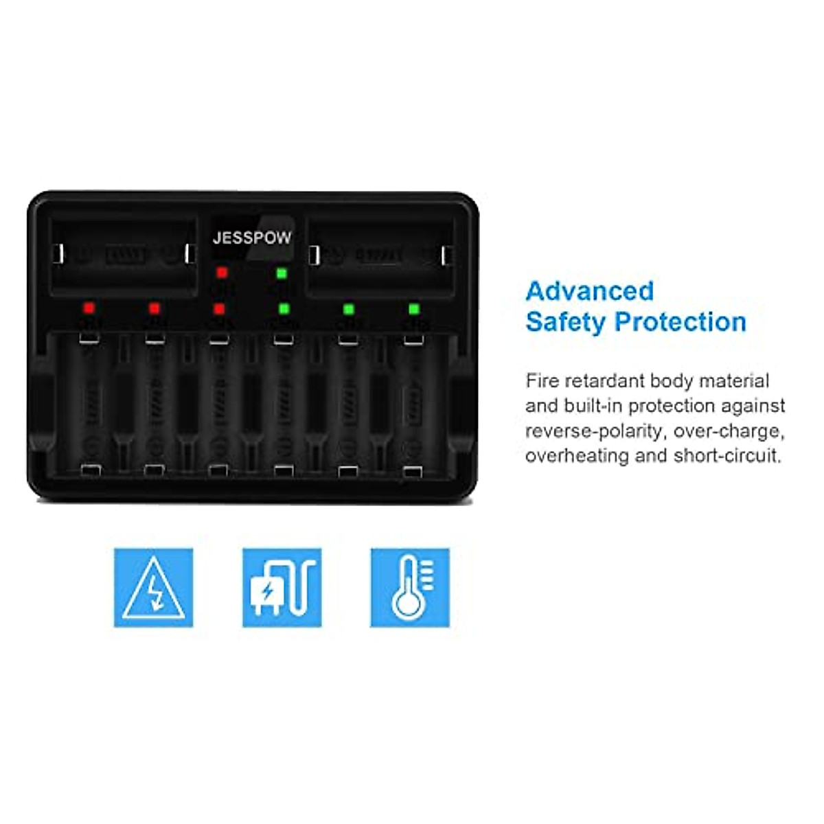 JESSPOW CR123A Rechargeable Batteries 16 Pack with Charger, Rechargeable Lithium Batteries [ 750mAh 3.7V ] for Arlo Cameras (VMC3030/VMK3200/VMS3330/3430/3530), Flashlight