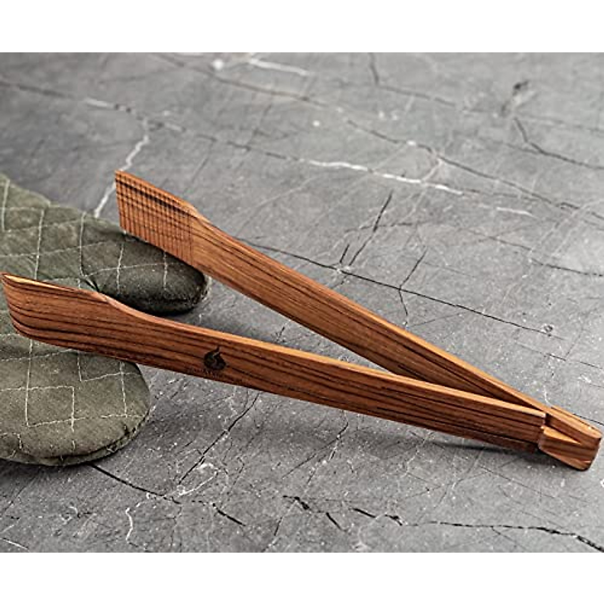 Super Slim Spring Salad Tongs: Teak Wood Salad Hand Server 0.1" x 0.1" x 12" Kitchenware Serving Utensils from SiamMandalay Gourmet Collection