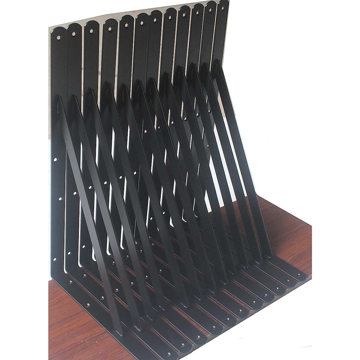 20 Pack L22" x H 12" Black Heavy Duty Shelf Brackets with Screws Metal Shelf Brackets Shelf Support Angle Brackets for Shelves L Brackets Heavy Duty Floating Shelf Brackets