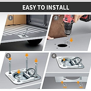 Lonffery 4 Pack Recessed D-Ring Tie Down Anchors (6,000 lb. Capacity), Heavy Duty Kit for Trailer or Deliveries