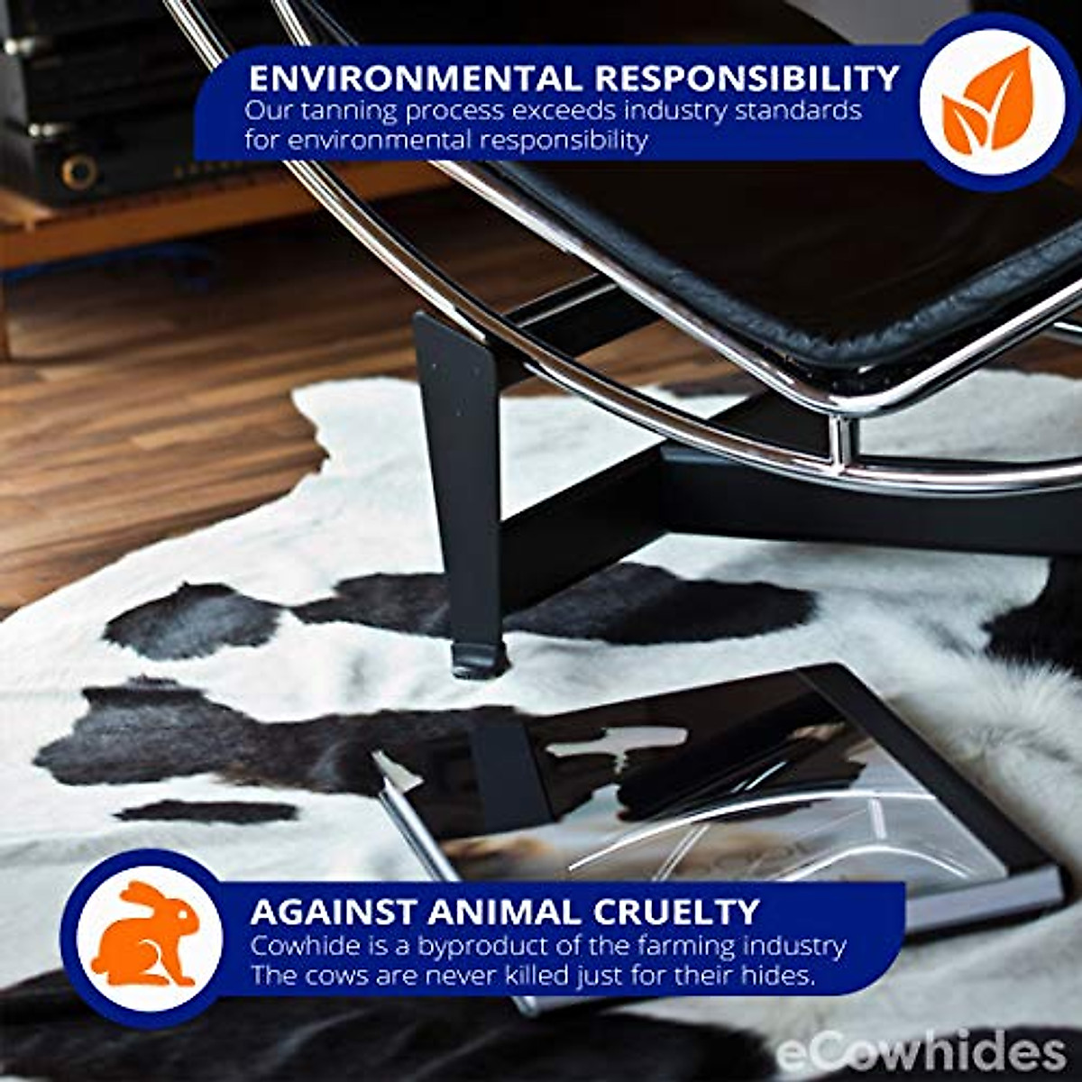 Hereford Cowhide Rug Cow Hide Skin Leather Area Rug: XL