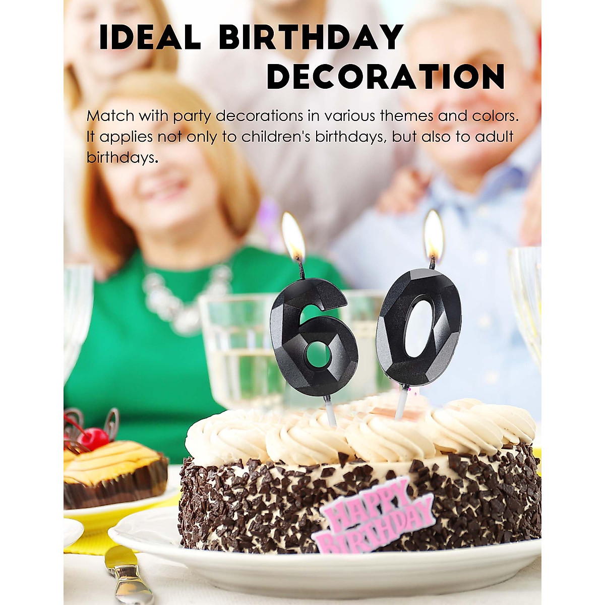 Number 30 Candles,30th Birthday Candles,Black Happy Birthday Candle for Cake,3D Design Cake Topper Decorations for Boy Men Pet Birthday Party Wedding Anniversary Celebration Supplies