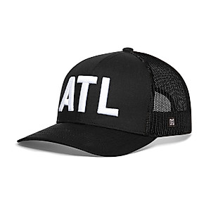 HAKA Atlanta Hat – ATL Trucker Hat for Men & Women, Adjustable Baseball Cap, Mesh Snapback, Outdoor Golf Hat, Dir Emb - Black