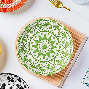 Ceramic Pasta Bowls Set of 6, Vivimee 30 oz Large Salad Bowl, 8.2 Inch Wide and Shallow Serving Plates Bowls, Colorful Bowls for kitchen, Soup Bowls for Pasta, Salad, Soup, Microwave & Dishwasher Safe