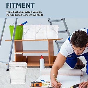 Domensi 6 Pcs Clear Square Bucket with Lid Food Buckets Ice Cream Plastic Buckets with Handle Reusable Freezer Containers Industrial Pails for Paint Storage for Kitchen Home(1.5 Gallon)