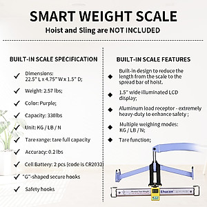 Ehucon Hoyer Lift Scale,Patient Weight Scale for Hoyer Lift,SWL 330 LBS