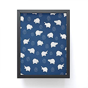 Deny Designs Kangarui Happy Hippo Blue Framed Mini Art Print, 4" x 3", Black