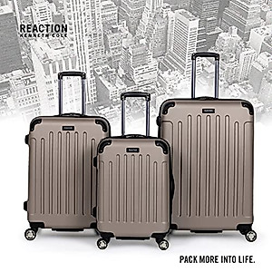 Kenneth Cole REACTION Renegade Luggage Expandable 8-Wheel Spinner Lightweight Hardside Suitcase, Champagne, 24-Inch Checked