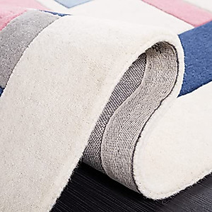 SAFAVIEH Fifth Avenue Collection Area Rug - 8' x 10', Ivory & Pink, Handmade Mid-Century Modern Abstract Wool, Ideal for High Traffic Areas in Living Room, Bedroom (FTV147A)