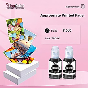 Compatible 502 Black Ink Refill Bottle Replacement for Epson 502 T502 Black Ink for Ecotank ET2760 ET-4760 ET2750 ET-3760 ET-2850 ET-15000 ST-4000 ST-2000 ET-3710 ET-3750 ET4750 ST3000 ET3700 Printer