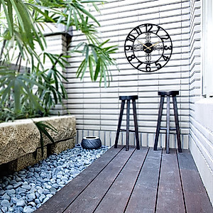 UMEXUS Outdoor Indoor Retro Wall Clock Waterproof, 18Inch Iron Metal Cut Out Large 3D Decorative Silent Non Ticking Wall Clock for Living Room, Patio, Garden, Office, Home Decor (Black)