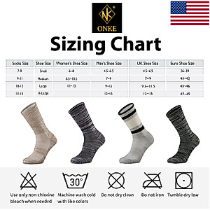 ONKE Merino Wool Cushion Crew Socks for Women Ladies Colorful Casual Dress Outdoor Trail Hiking Hike All Seasons Medium Warm(Multicolor5)