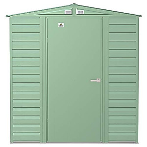 Arrow Select 6' x 7' Outdoor Lockable Steel Storage Shed Building, Sage Green
