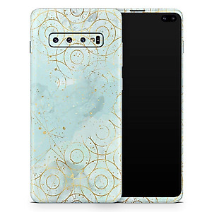 DesignSkinz Karamfila Watercolor & Gold V7 Protective Vinyl Decal Wrap Skin Cover Compatible with The Samsung Galaxy S20 (Screen Trim & Back Glass Skin)