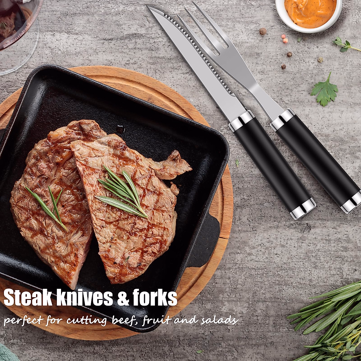 RINPIR 35pcs Deluxe Grilling Gifts Set for Birthday Christmas, Stainless Steel BBQ Accessories Kit for Men Dad, Professional Grill Tools Utensils with Scissors, Meat Claws in Aluminum Case Black