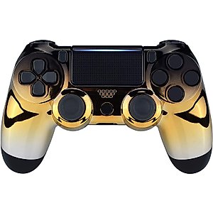 MODDEDZONE Chrome Gradient Black Gold Silver Custom UN-Modded Wireless Controller for PS-4