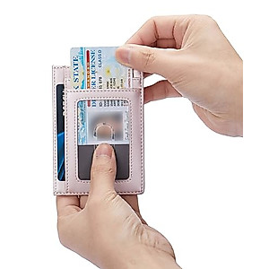 Slim RFID Blocking Credit Card Holder Minimalist Leather Front Pocket Small Wallet for Women Men