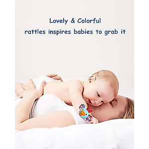 Bloobloomax Baby Soft Toy Foot Finder Socks Wrists Rattles - Ankle Leg Hand Arm Feet Rattle Toy Set- Newborn Present for Infant Toddler Boy Girl 0 3 6 9 12 24 36 Months