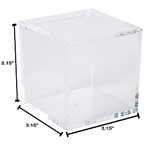 Hammont Acrylic Boxes - Clear Cubes (4 Pack) 3.15x3.15x3.15 | Small Lucite Boxes with Hinged Lids, for Displays, Gifts, Weddings, Jewlery, Parties, Candies & Supplies, Plastic Storage Containers