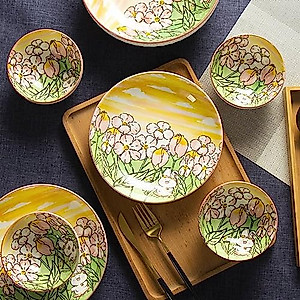 CYNHRWWW Handmade Ceramic Salad Bowl Set Of 2,Ceramic Pasta Bowl - Kitchen Dish Microwave And Dishwasher Safe