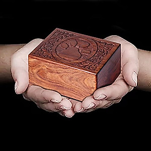 EARTHLY HOME Keepsake Urn for Ashes, Wooden Urn for Human Pet Ash, Funeral Cremation Urn for Ashes Cat Dog Urn, Urns Box for Kids Men Adult, Dog Ashes Urn - Small (6 X 4 X 2.75 inches), Bordered