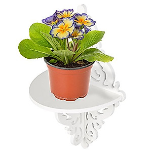 MyGift Set of 4 White Floating Shelves, Wood-Plastic Composite Wall Hanging Shelf with Scrollwork Design