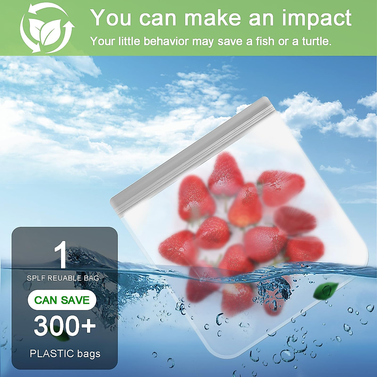 Rictine 22 Pack Reusable Gallon Freezer Bags - Dishwasher Safe, Leakproof, BPA Free Reusable Storage Bags for Lunch, Marinate Food, Travel - 8 Gallon, 8 Sandwich, 6 Snack Bags