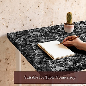 Very Berry Sticker Black Granite Countertop Wallpaper (24" x 118", Black) Waterproof Contact Paper Sticker Pull and Stick for Bathroom Kitchen